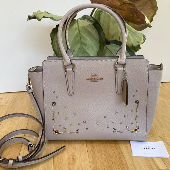 Coach | Bags | Coach Leah Satchel With Stardust Crystal Rivets New ...